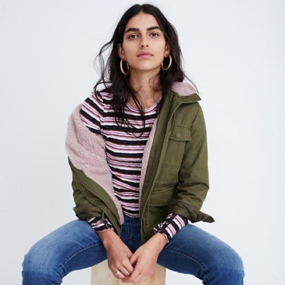 Madewell | Jackets & Coats | Madewell Faux Fleece Lined Bomber Jacket ...